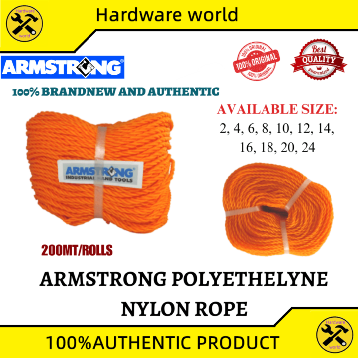 Armstrong Nylon Rope Lubid Hevy Duty Cord Tali 200Meters/Roll 2mm,5mm ...