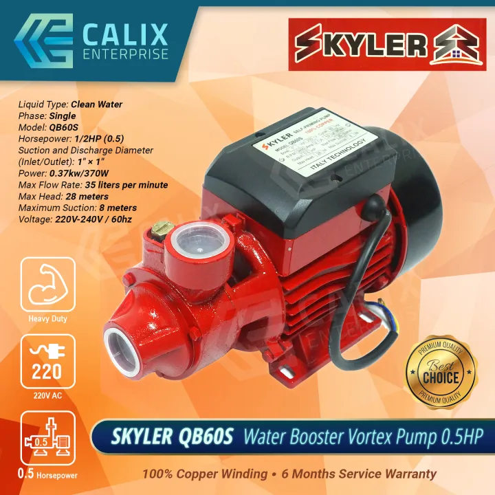 Water Booster Vortex Water Pump 0.5HP - Skyler QB60S | Lazada PH
