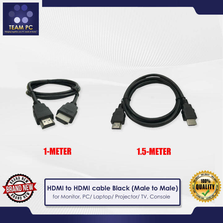HDMI to HDMI cable Black (Male to Male) for Monitor, PC/ Laptop ...