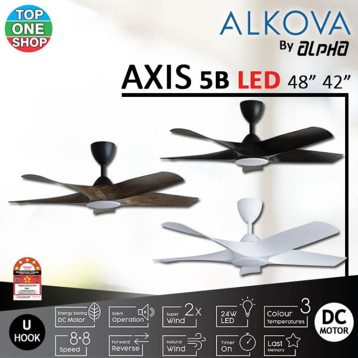 Alkova (ALPHA) AXIS LED 5B 48 / 42 Inches DC Motor Remote Ceiling Fan ...