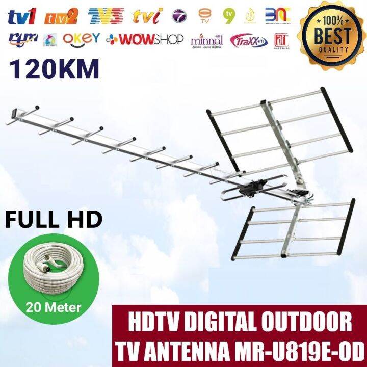 QUALITY HDTV Digital Outdoor TV Antenna MR-U819E-OD 19 Element Full HD ...