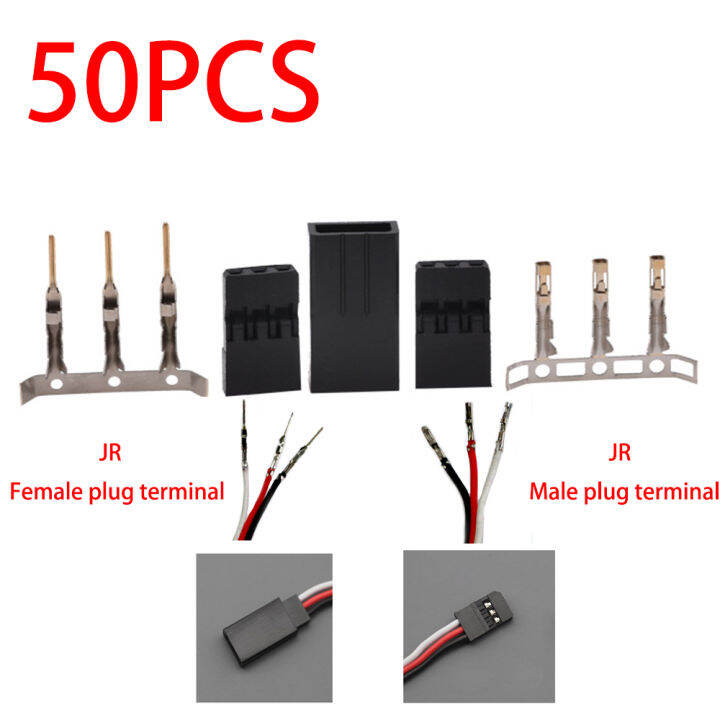 100 Sets DIY 3 Pin Servo Plug Set Female Male Connector Gold Plated For Futaba JR Type RC ...
