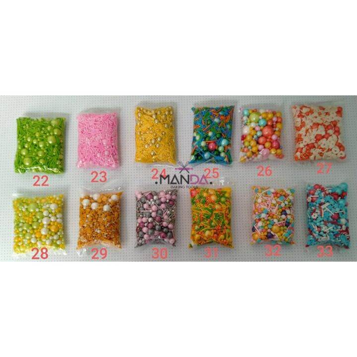 Springkel sprinkel trimix hiasan kue tart cupcake mix campur 50 gr ...