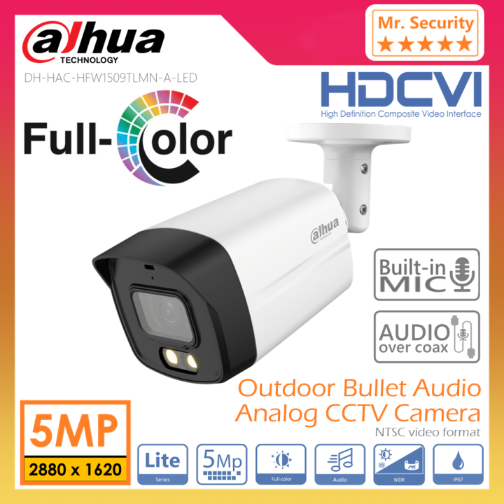 Dahua DH-HAC-HFW1509TLMN-A-LED 5MP Full-Color Audio Outdoor Bullet CCTV Camera, Colored Night ...