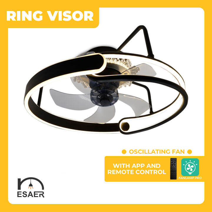 ESAER Ring Visor Ceiling Fan with Lights Dimmable LED Reversible Blades ...