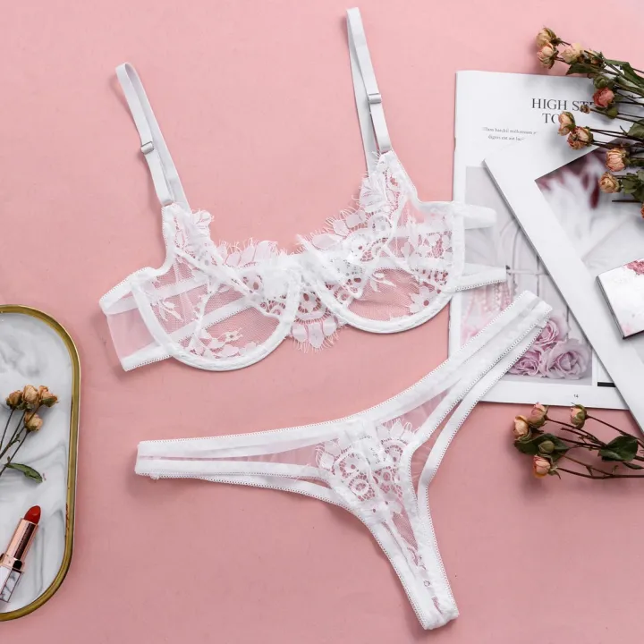 Ahbnnm Underwear Sexy Lace Temptation Three Point Lingerie With Steel