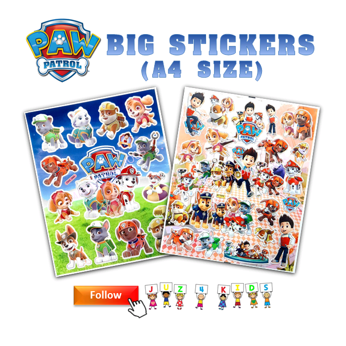 Paw Patrol Large Sticker Set for Kids Art and Craft (A4 Size, High ...