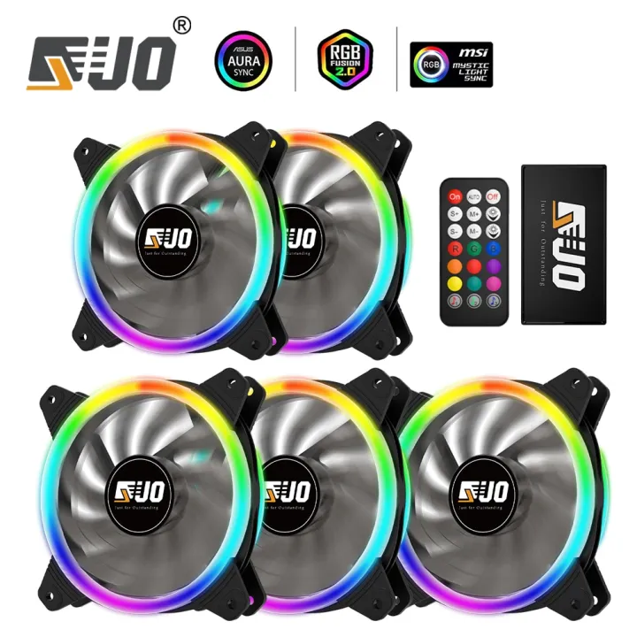 JUO ARGB Case Fan 120Mm Music Control 5V Aura Sync With Hub Adjustable ...