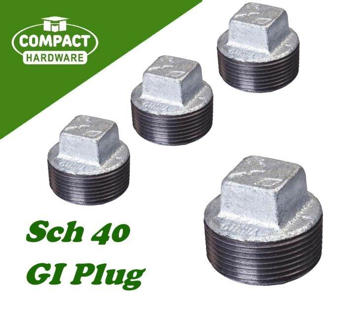 2 PCS GI PLUG SCHEDULE 40 GALVANIZED IRON (1/2, 3/4, 1) Heavy Duty ...