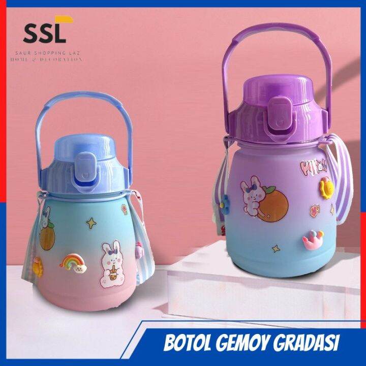 BOTOL MINUM BULAT VIRAL GEMOY GRADIASI PASTEL MOTIVASI ANAK SEKOLAH ...