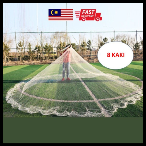 Nylon Fish Net Hand Casting Hand - 8 Feet Jaring Jala Ikan Tangkap Ikan ...