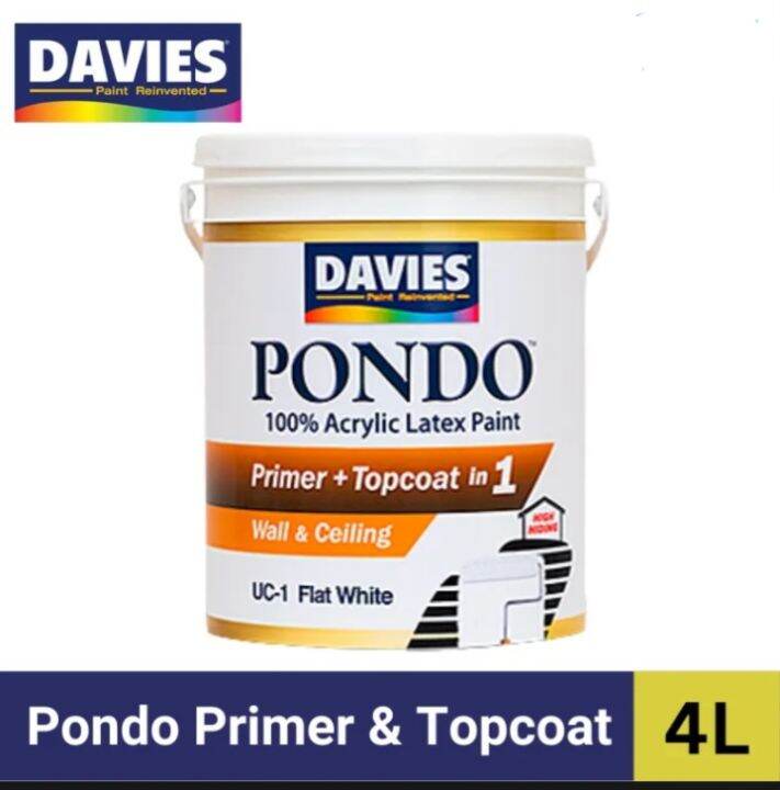 DAVIES PONDO 100% Acrylic HIGH HIDING UNDERCOAT FLAT LATEX Wall and ...