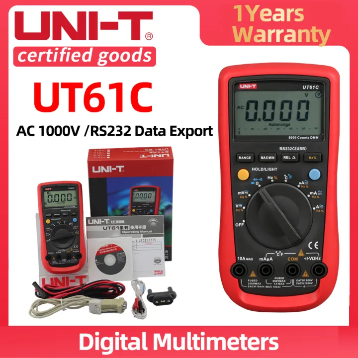 【In Stock】UNI-T UT61C Digital Multimeters AC 1000V RS232 PC Connect Data Calculate Diode LCD ...