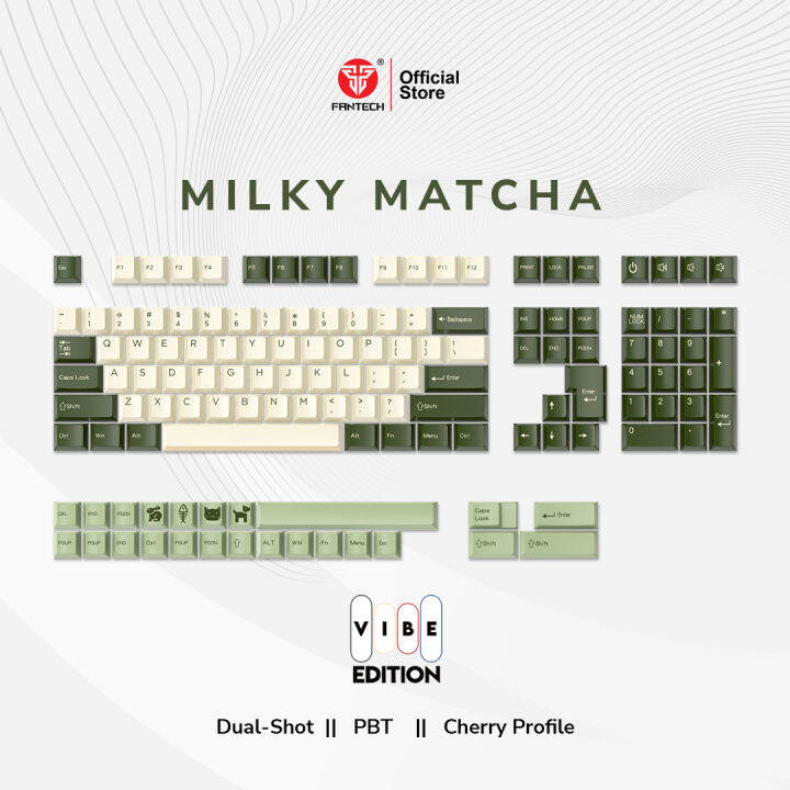 Fantech Keycaps SET PBT Dual-Shot Milky Matcha Cherry Profile ACK01 | Lazada Indonesia