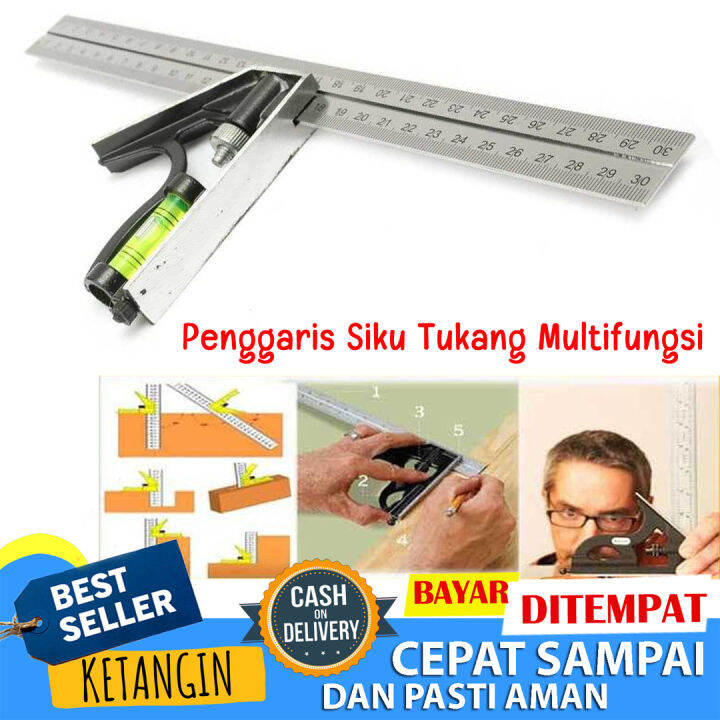 Penggaris Siku Perkakas Tukang Multifungsi Pasekon Mistar Siku Besi ...