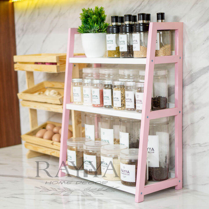 RAK JUMBO.. Rak bumbu dapur serbaguna 3 susun warna pink/ Rak kosmetik ...