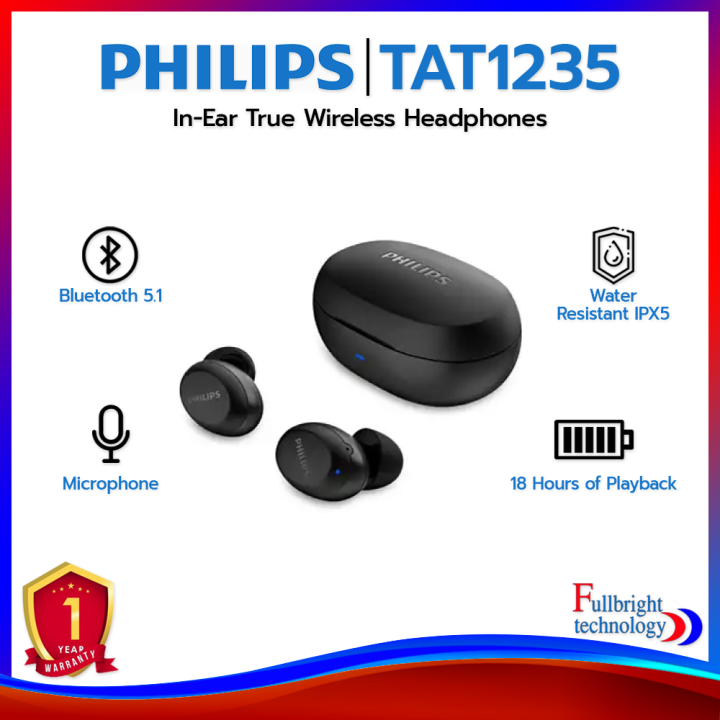 Philips TAT1235 True Wireless หูฟังไร้สายทรูไวเลส บลูทูธเวอร์ชั่น 5.1 ...