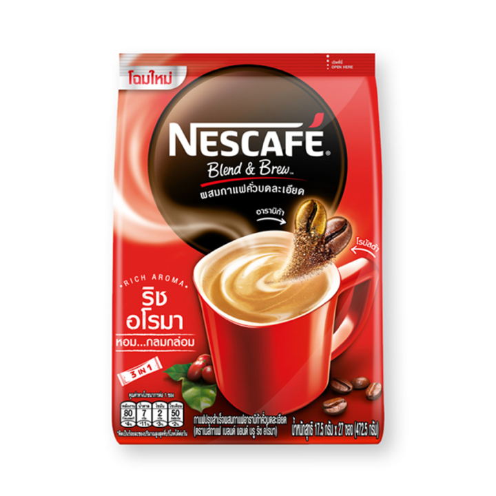 NESCAFE เนสกาแฟ กาแฟปรุงสำเร็จ เบลนด์แอนด์บลูริชอะโรมา 17.5 กรัม X 27 ...