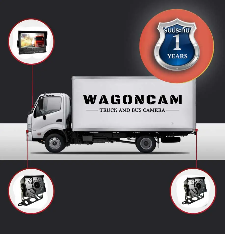 WAGONCAM กล้องติดรถบรรทุก กล้องติดรถบัส กล้องรถพ่วง แบบภายนอก รุ่น 1M2C กล้อง 2 ตัว พร้อมจอ ...