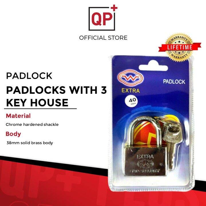 [CLEARANCE] PADLOCK WITH 3 KEYS HOUSE LOCK SHACKLE MANGGA KUNCI MOTOR ...