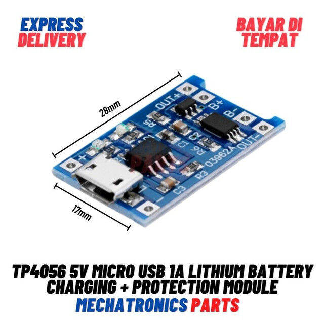 10pcs Papan Modul Charger Baterai Lithium Micro Usb 5v 1a Li-Ion 18650 ...