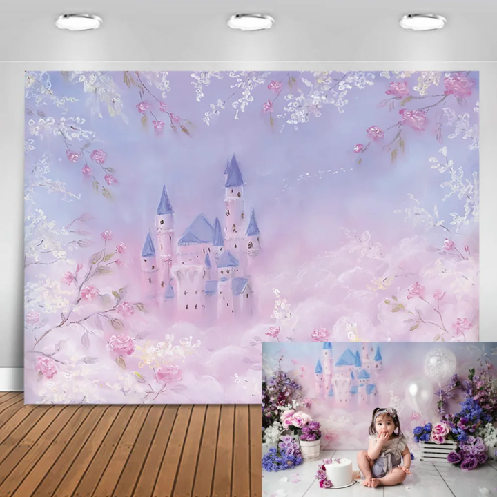 Be worth Fantasy Castle-Newborn Baby Portrait Backdrops Purple Floral ...