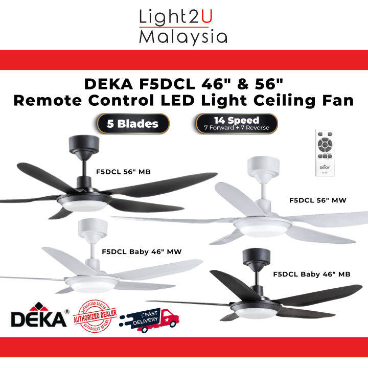 DEKA Kronos F5DCL 46"/56" Remote Control LED Light Ceiling Fan (5 Blade ...