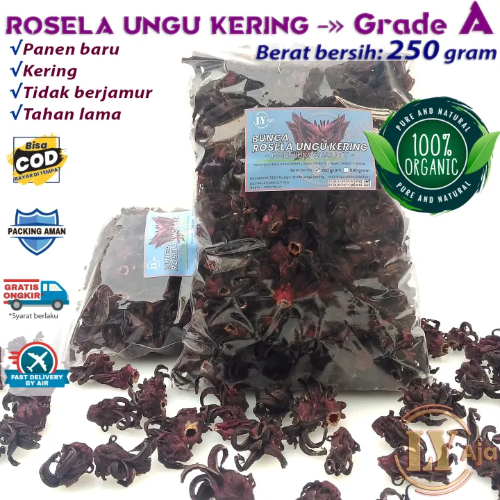Teh Bunga Rosela UNGU Kering 250 Gram Rosella Roselle Grade A Premium LY Aja 250 Gr | Lazada ...
