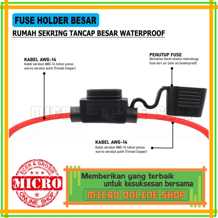 Fuse Holder Blade Besar Waterproof / Rumah Fuse Tancap Besar Anti Air ...