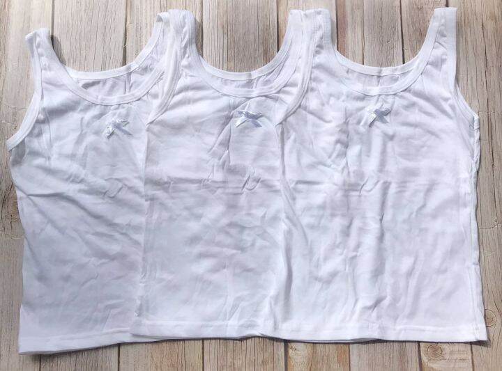 3/6 pcs White Sando for Girls from 3 to 13 yrs old Kids 100% cotton ...