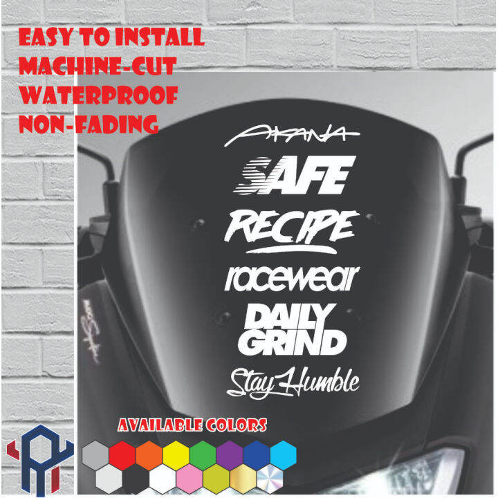 NMAX visor sticker set design 1 (akana safe recipe racewear daily grind ...