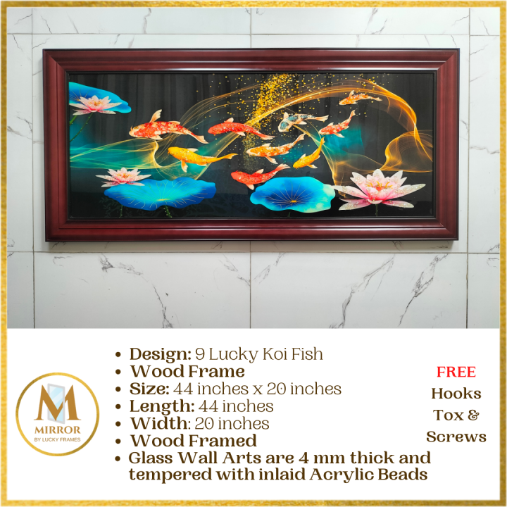 9 Koi Fish Wall Decor Wood Frame 44 inches x 20 inches | Lazada PH