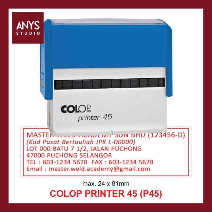 [Custom Made] (P45) COLOP Printer Line Printer 45 Self-Inking Stamp Custom Made (Black, Green ...
