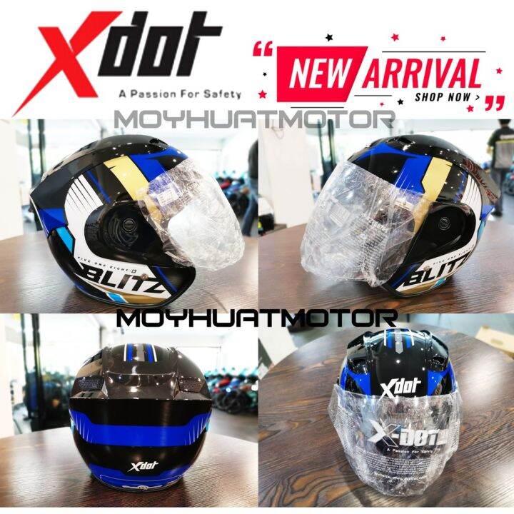 XDOT NEW HELMET WITH SIRIM 🔥 XDOT HELMET G518B BLITZ WITH VISOR BLITZ ...