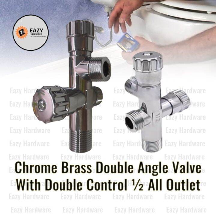 Chrome Brass Double Angle Valve With Double Control ½ All Outlet ...