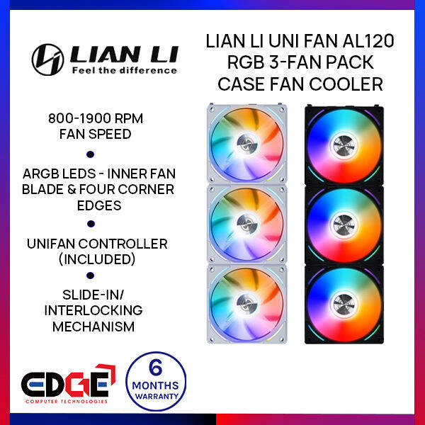 EDGE | LIAN LI UniFan AL120 aRGB 3-Fan Pack Case Fan Cooler | Lazada PH