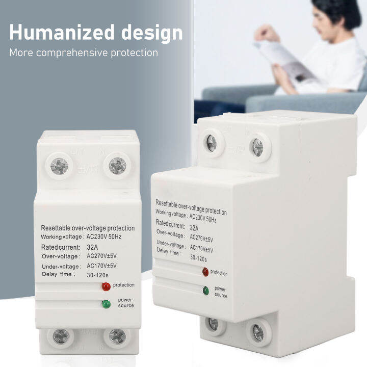 Voltage Protective Device Overvoltage Undervoltage Protector AC230V 32A ...