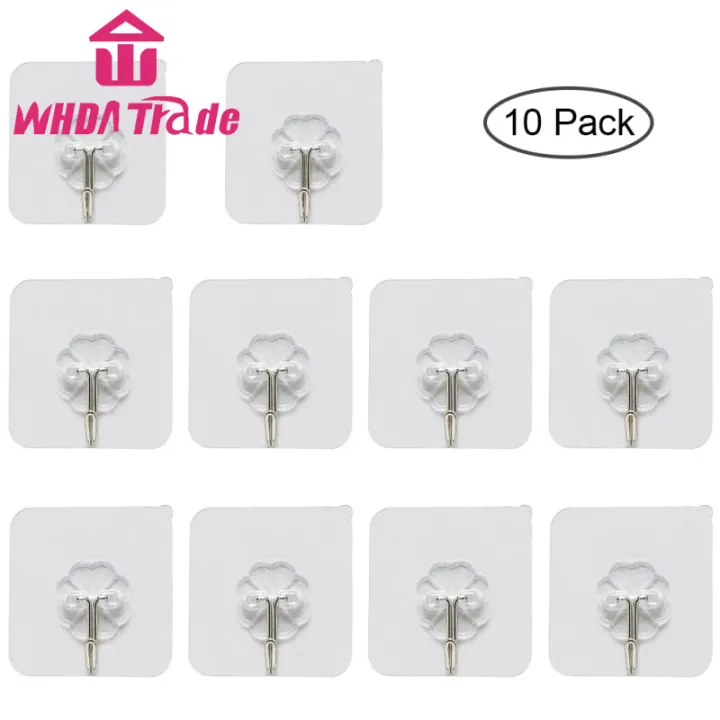 WHDA Super Hanging Hook (แพค 10 ชิ้น) ตะขอแขวนติดผนังแบบใส ตะขอแขวนอเนก ...