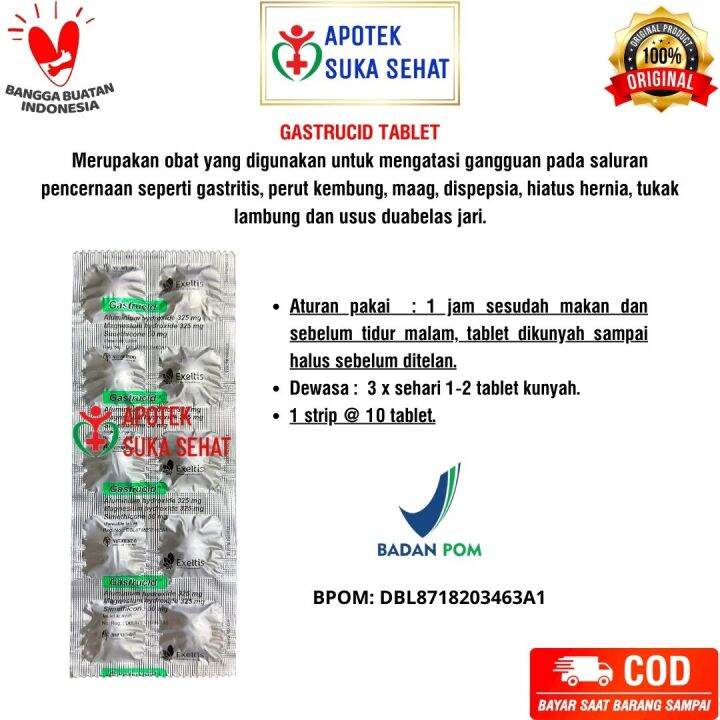GASTRUCID TABLET ( 1 STRIP ISI 10 TABLET ) OBAT MAAG | Lazada Indonesia