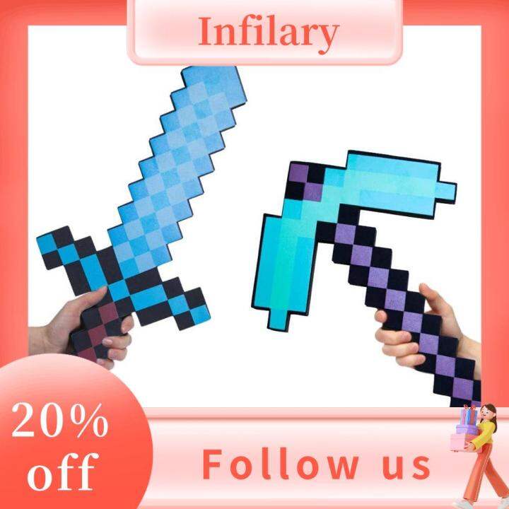 INFILARY Mosaic Pickaxe and Sword Toys My World Design EVA Foam Sword ...
