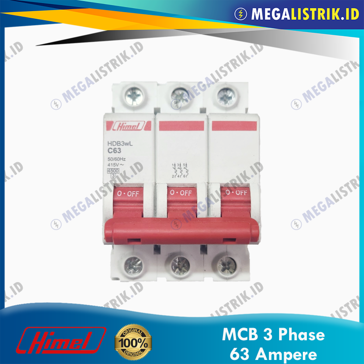 HIMEL MCB 3P 63A / MINIATURE CIRCUIT BREAKER LISTRIK 3 PHASE 63 AMPERE ...