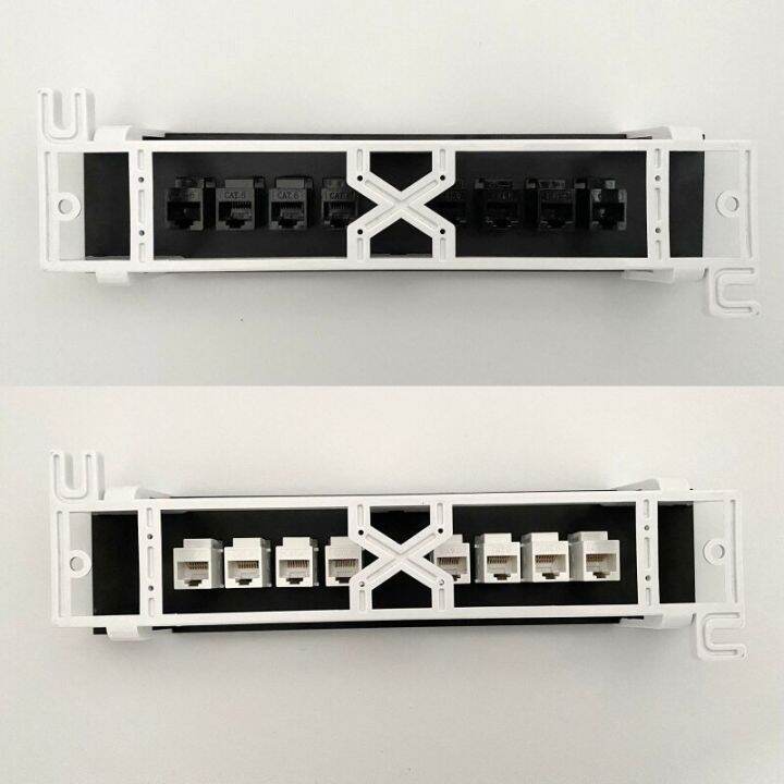 8-Port Cat6 Network Patch Panel with Wall Mount Bracket RJ45 Insert ...