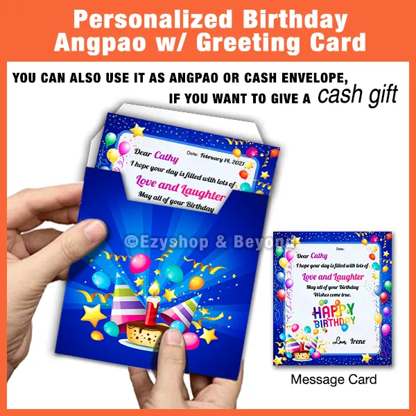 Personalized Birthday Angpao with Greeting Card (Personalized or Blank ...