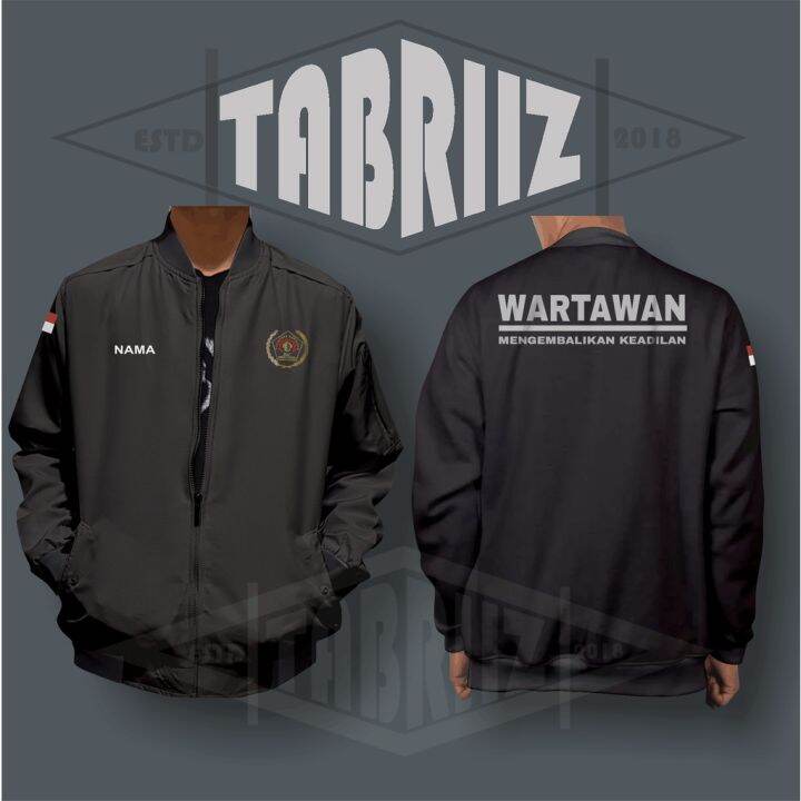 JAKET BOMBER WARTAWAN / PERS / JAKET / COATS / TASLAN / GRATIS NAMA ...