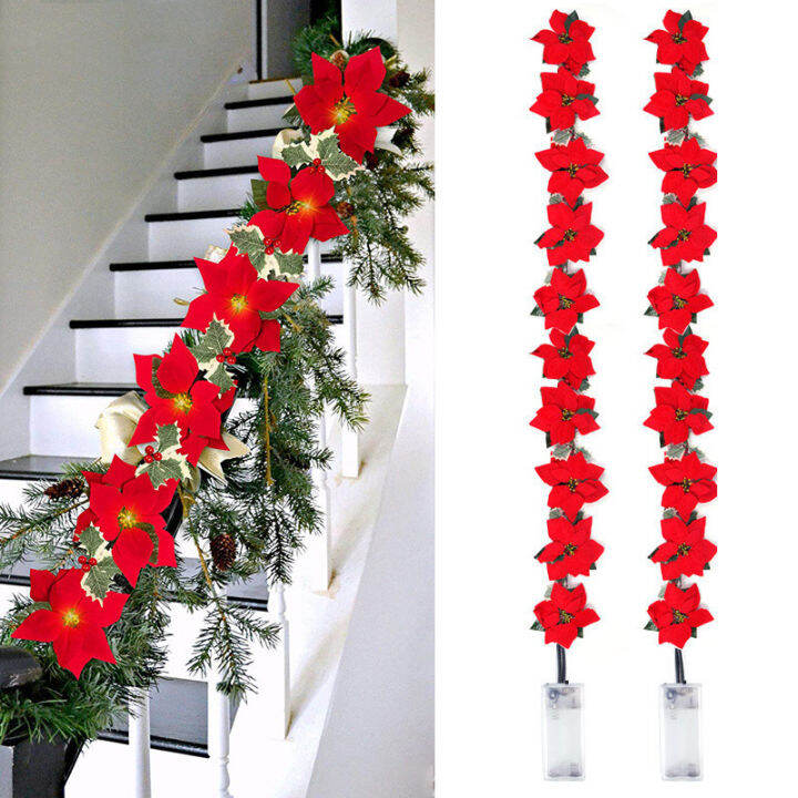 2M 10LED Christmas Poinsettia Flower String Lights Decoration Christmas ...