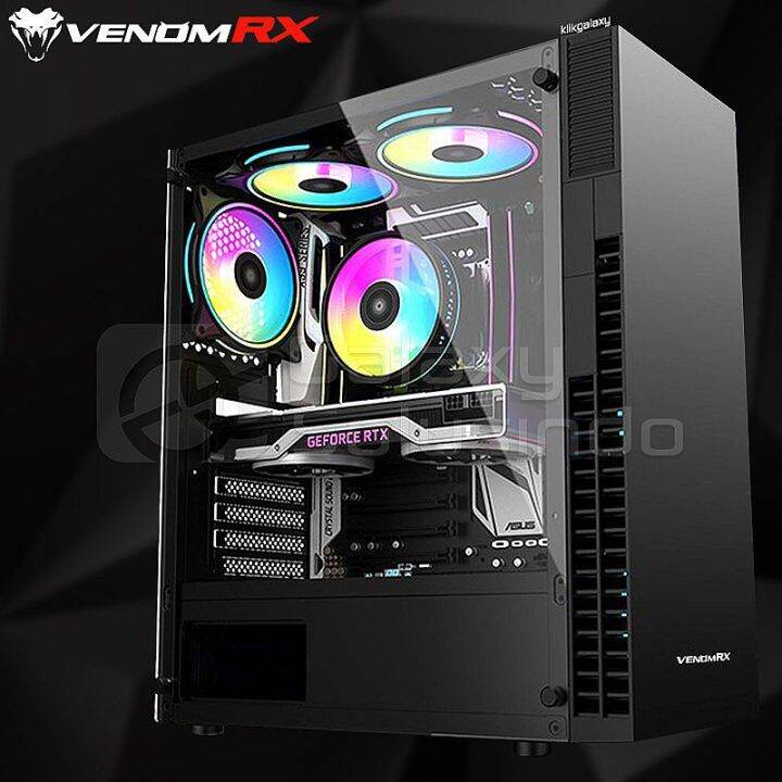 VenomRX ELDEN Black Tempered Glass Side Gaming Case - Hitam | Lazada ...