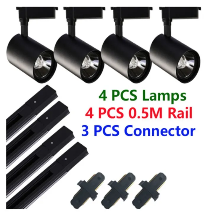 4Pcs/set 10W COB Led Track Light Rail Lamp Track Lighting Spotlight ...