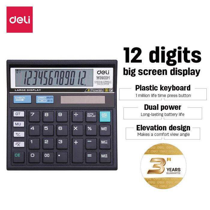 DELI Kalkulator Kantor 12 Digit W39231B (PCS) | Lazada Indonesia