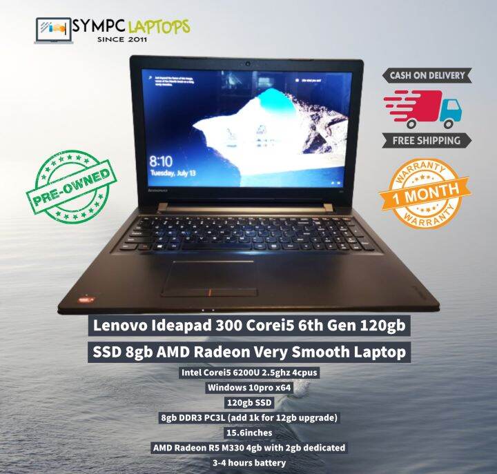Lenovo Ideapad 300 Corei5 6th Gen 120gb SSD 8gb AMD Radeon Laptop ...