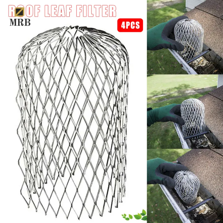 4Pcs Gutter Guard Downspouts Filter Strainer Preventing Leaf Debris ...